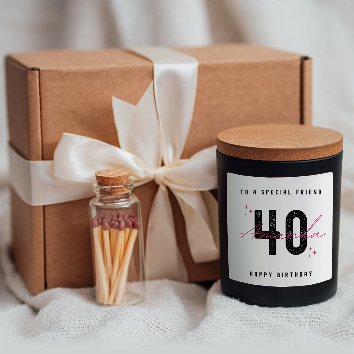 Personalised 40th Birthday Candle Gift Box with Matches – Smart Gift Co.