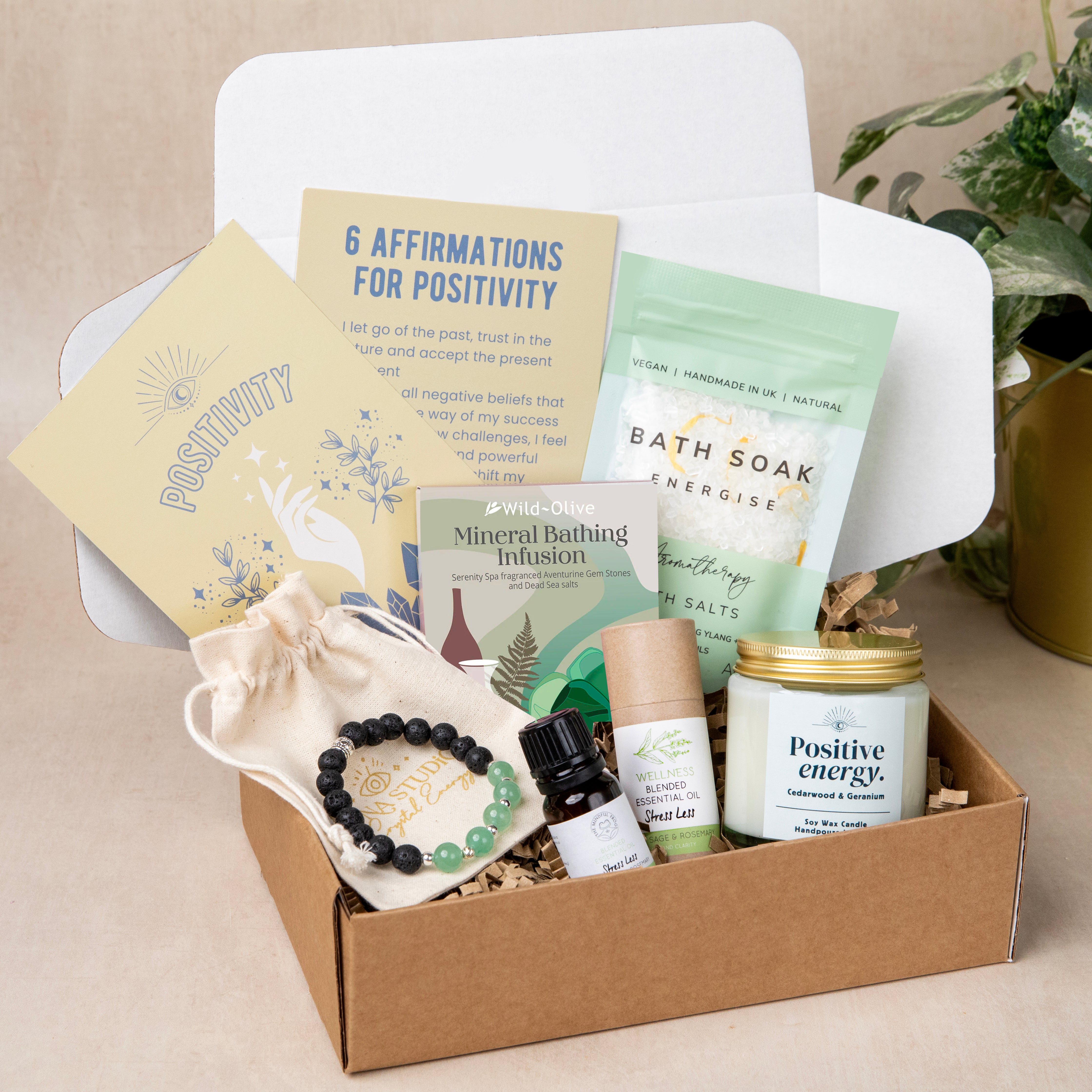 Wellbeing Gift Boxes | Positivity Gift Box with Candle and Bath Salts ...